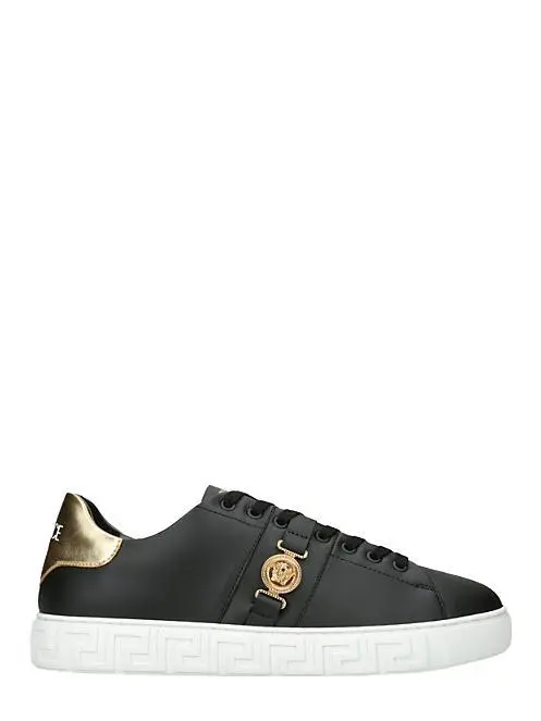 Versace Greca Medusa Leather Trainers - Black/comb