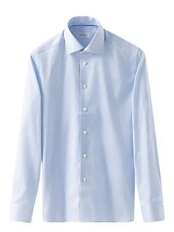 Eton Business Fine Striped Signature Contemporary-fit Cotton-twill Shirt - Light Blue