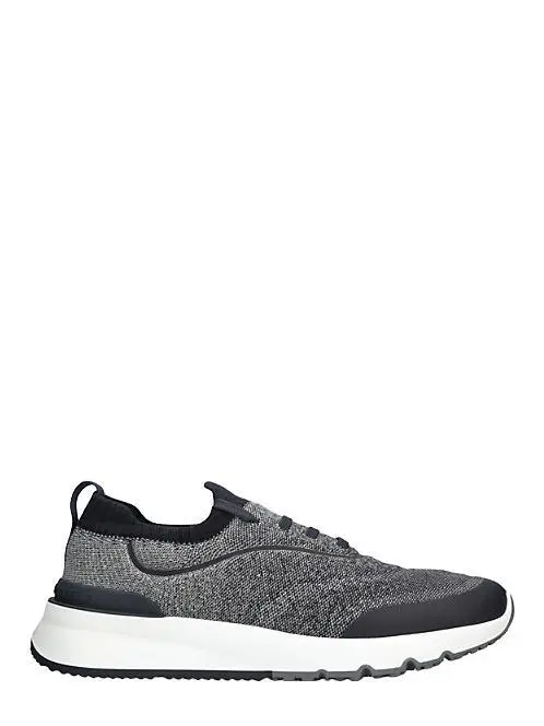 Brunello Cucinelli Knitted Low Top Trainers - White/navy
