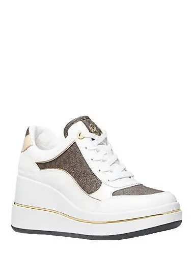 Michael Kors Emmy Signature Logo Wedge Trainers - Brown