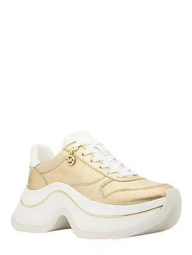 Michael Kors Arla Metallic Leather Trainer - Gold