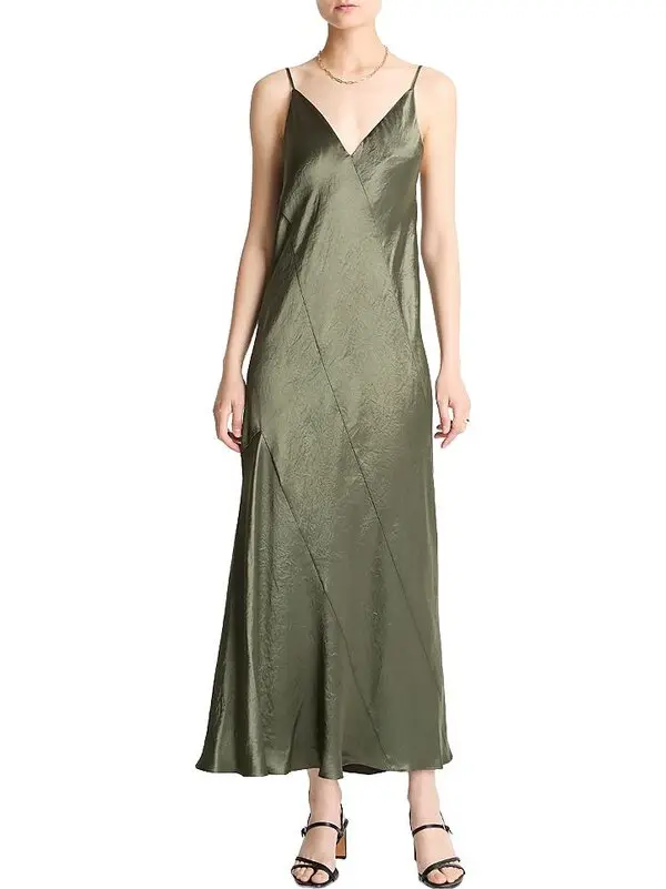 Vince Paneled Bias Slip Dress - Herbal