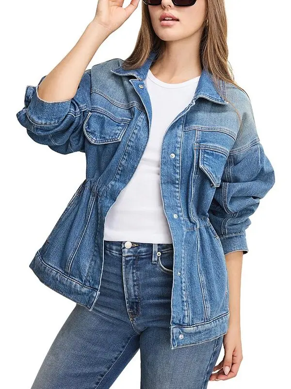 Good American Barrel Sleeve Denim Jacket - Indigo