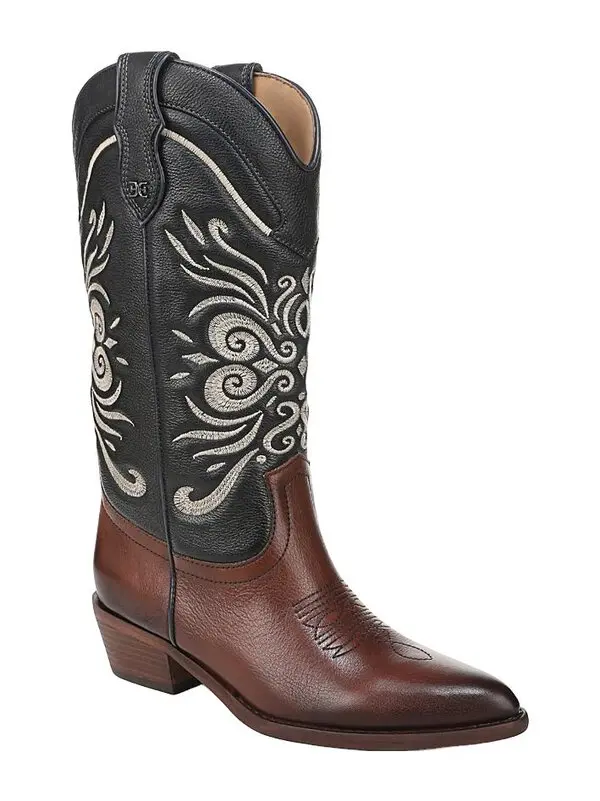Sam Edelman Leather Cowboy Boots - Luxe Brown