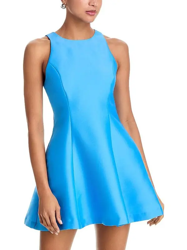 French Connection Structured Taffeta Mini Dress - Poolside Blue