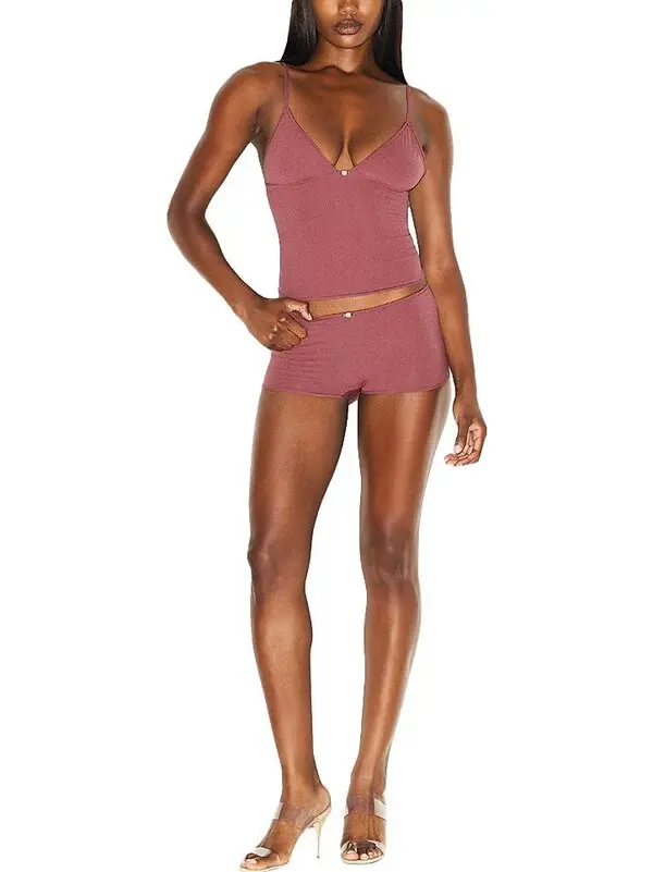 SKIMS Fe Picot Cami & Boyshorts Set - Beet