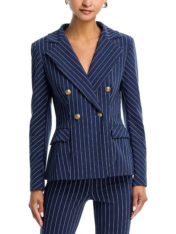 Chiara Boni La Petite Robe Pinstriped Double Breasted Blazer - Gessato