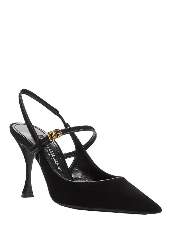 Dolce & Gabbana Suede And Leather Slingbacks - Black/black