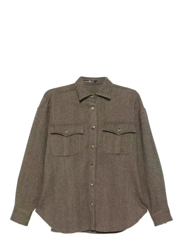 Ermanno Scervino Herringbone-pattern Flap-pocket Shirt - Brown