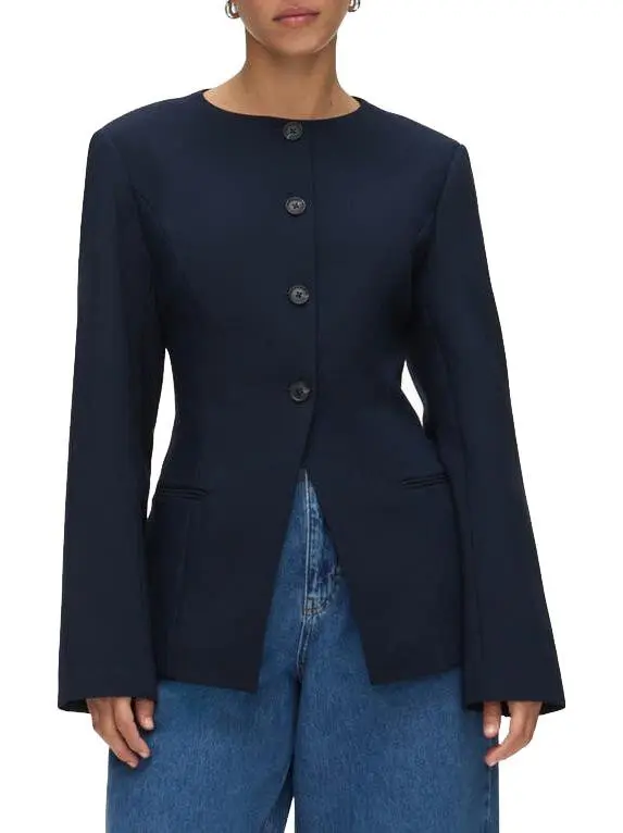 ALIGNE Daphne Collarless Jacket - Navy