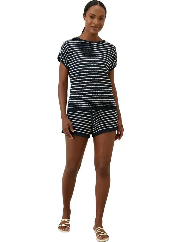 PACT Beachside Crochet Organic Cotton Blend Shorts - Capri Stripe