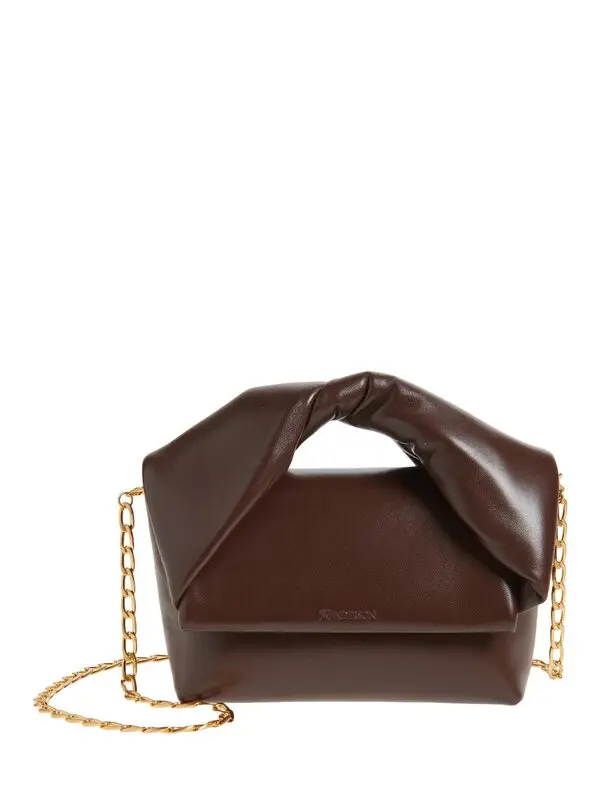 JW Anderson Midi Twister Leather Crossbody Bag - Chocolate Brown 660