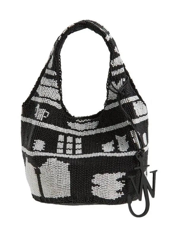 JW Anderson Mini Beaded Shopper - Black/white