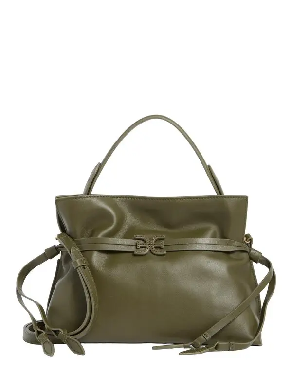 Sam Edelman Small Poppy Drawstring Leather Crossbody Bag - Dark Green