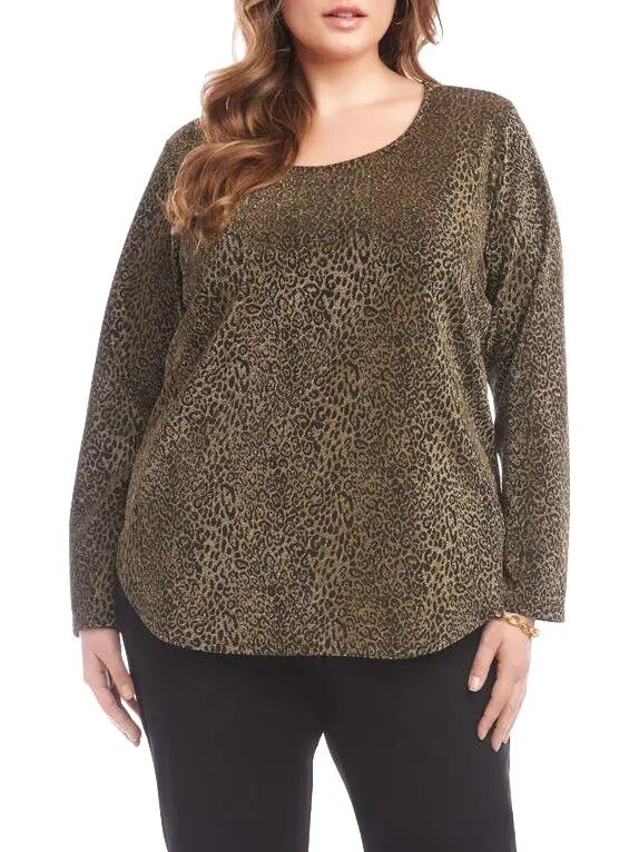 Karen Kane Metallic Print Knit Top - Leopard