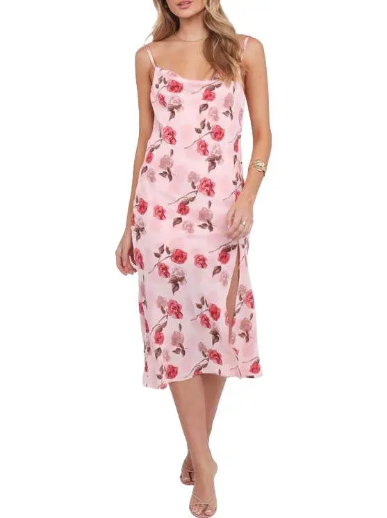 PETAL & PUP Yelena Rose-print Slip Midi Dress - Pink Floral