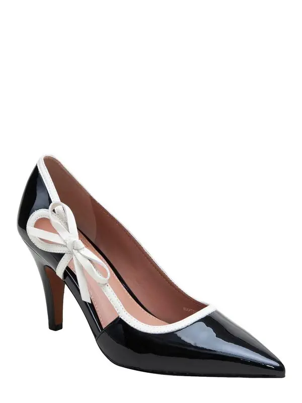 Linea Paolo Pointe Bow Pointed Toe Pump - Black/ivory