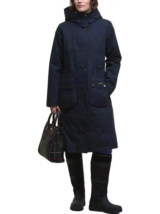 Barbour Bamburgh Hooded Waterproof Jacket - Deep Navy/black Watch