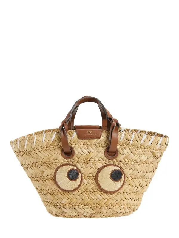 ANYA HINDMARCH Small Eyes Seagrass Basket Tote - Natural