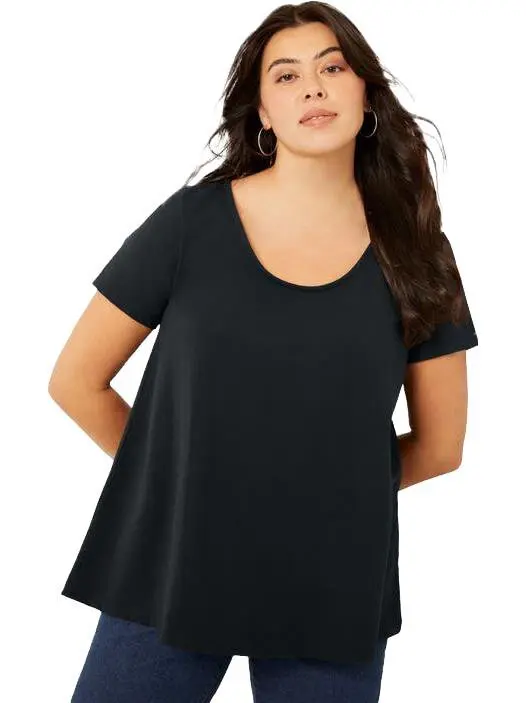 JUNE + VIE Short-sleeve Tunic - Black