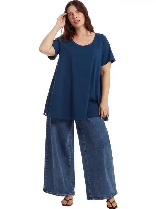 JUNE + VIE Short-sleeve Tunic - Titan Blue