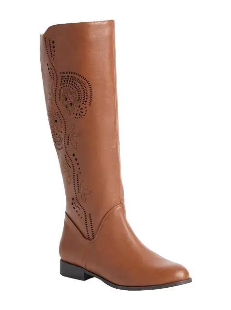 COMFORTVIEW The Lili Tall Wide Calf Boots - Cognac