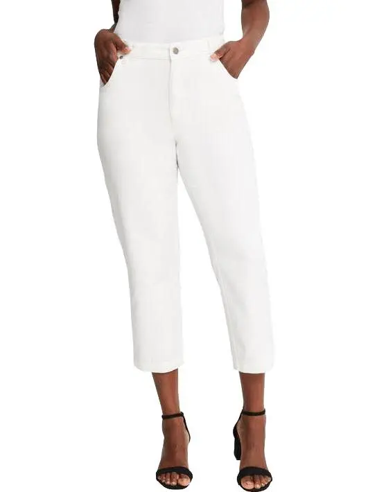 JESSICA LONDON Classic Cotton Denim Capri - White