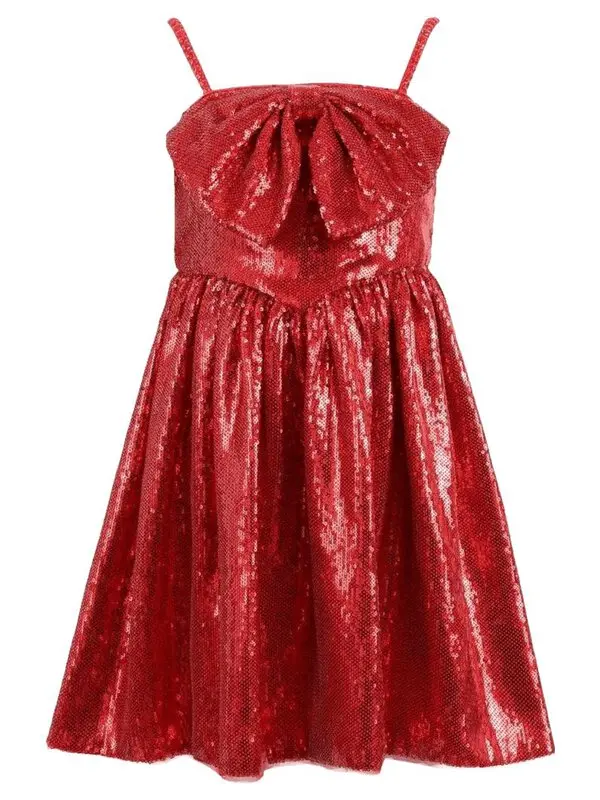 LOLA + THE BOYS Sequin Dress With Bow Detail - Pink