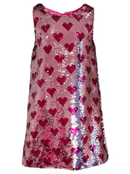 LOLA + THE BOYS Sequin Heart Pattern Dress - Red