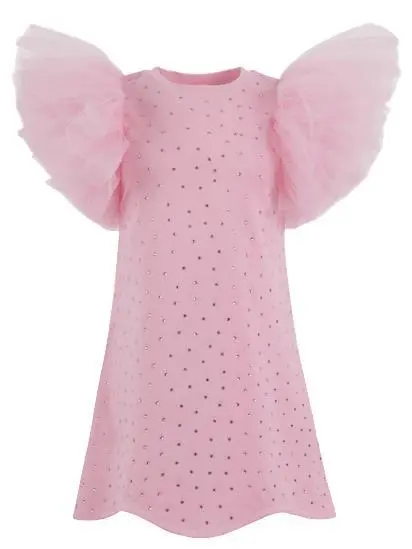 LOLA + THE BOYS Crystal Ruffle Dress - Pink