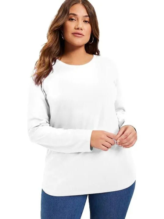 JUNE + VIE Long-sleeve Crewneck T-shirt - White