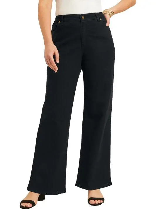JUNE + VIE High-rise Wide-leg Jeans - Black