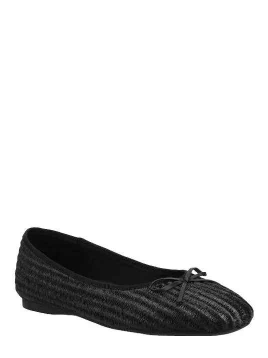 BIRDIES The Songbird Raffia Flat - Black Raffia