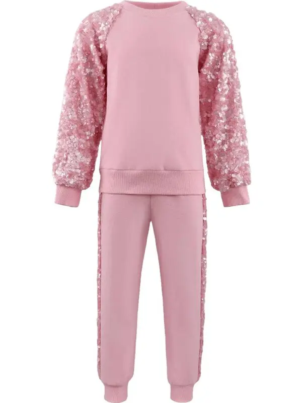 LOLA + THE BOYS Sequin Jogger Set - Pink