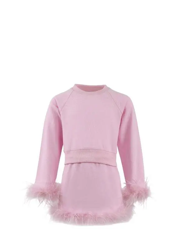 LOLA + THE BOYS Feather-trimmed Two-piece Set - Pink