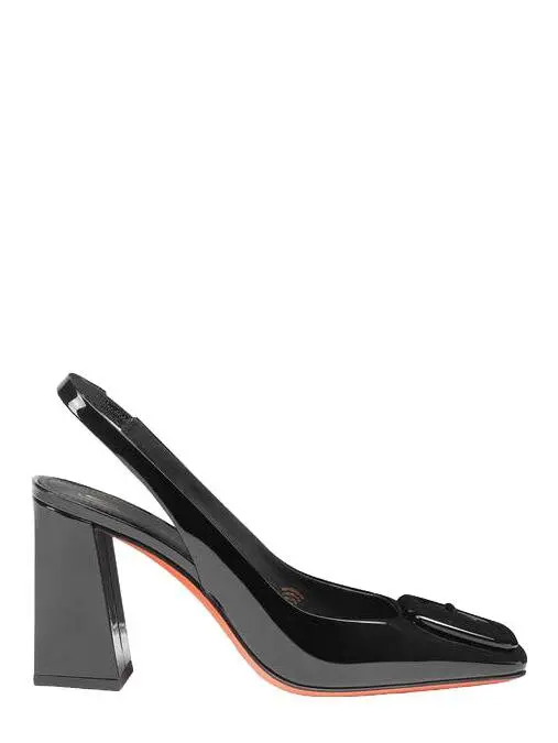 Santoni Patent Leather Slingback Heels - Black