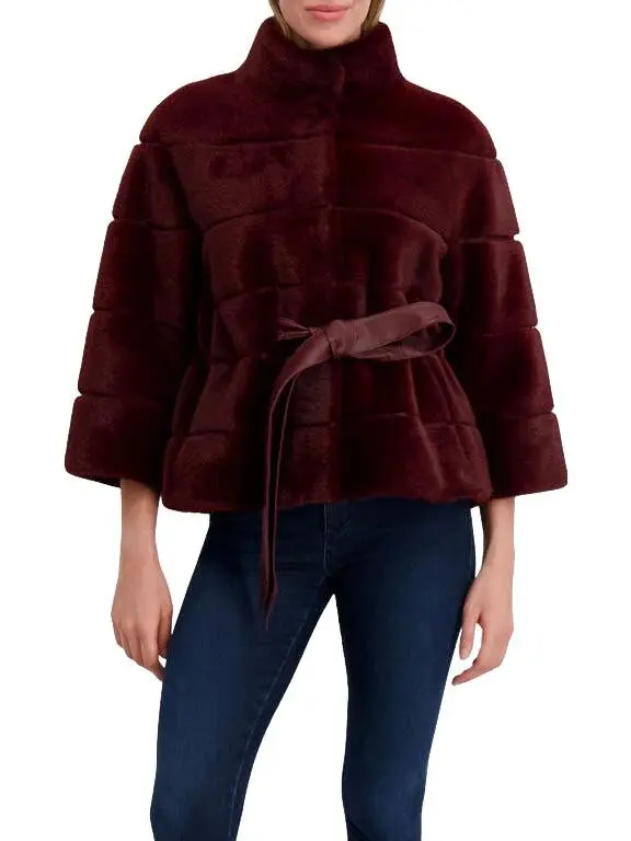 LYLA GRANT Faux Fur Mink Jacket - Wine