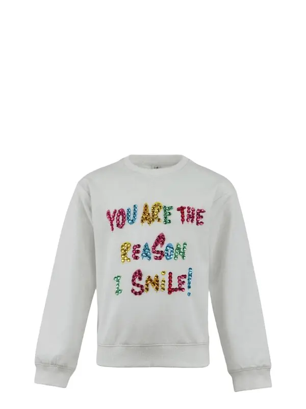 LOLA + THE BOYS You Are The Reason I Smile Sweatshirt - White