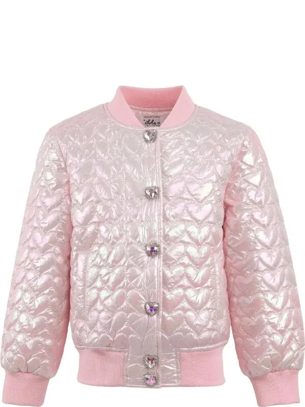 LOLA + THE BOYS Quilted Hologram Jacket - Pink
