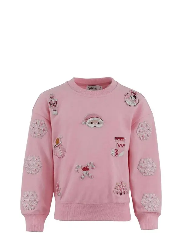 LOLA + THE BOYS Embellished Holiday Sweatshirt - Pink