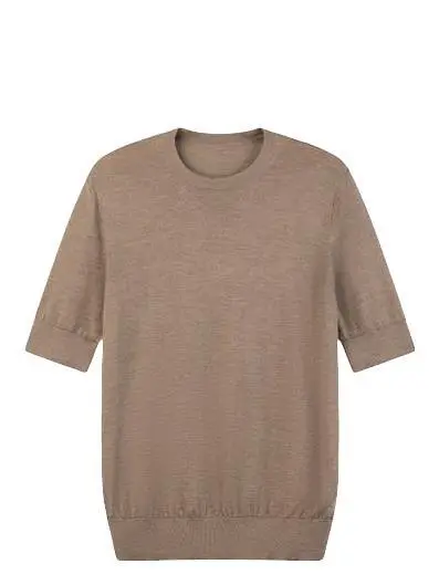 Gobi Cashmere Silk Cashmere Crew Neck T-shirt - Timber Wolf