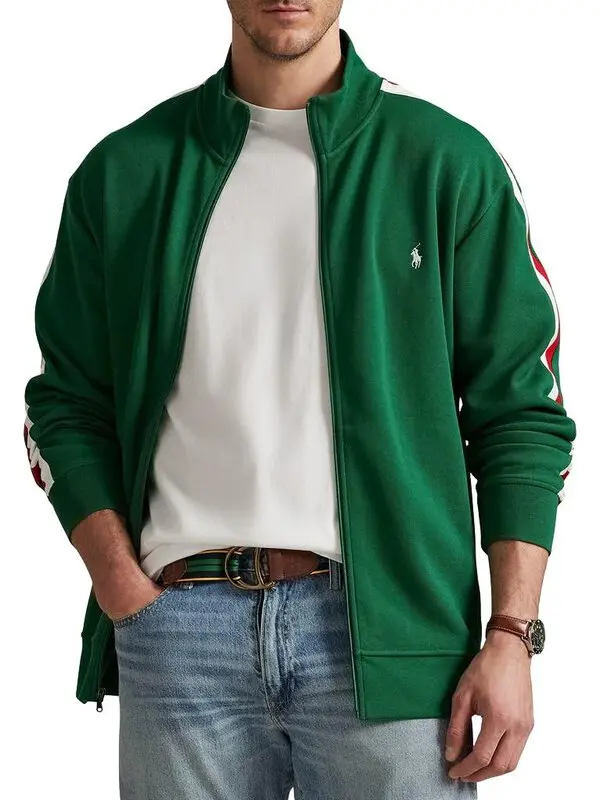 Polo Ralph Lauren Big & Tall Mesh Double-knit Track Jacket - Tennis Green Multi