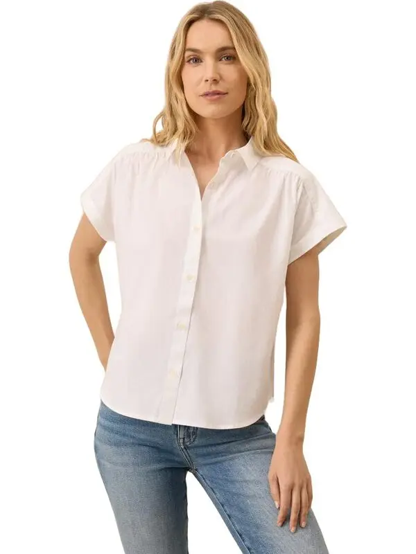 PACT Organic Cotton Poplin Shirred Shirt - White