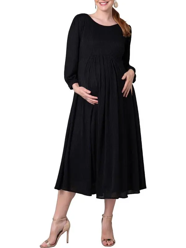 TIFFANY ROSE MATERNITY Isla Ribbed Jersey Midi Dress - Black