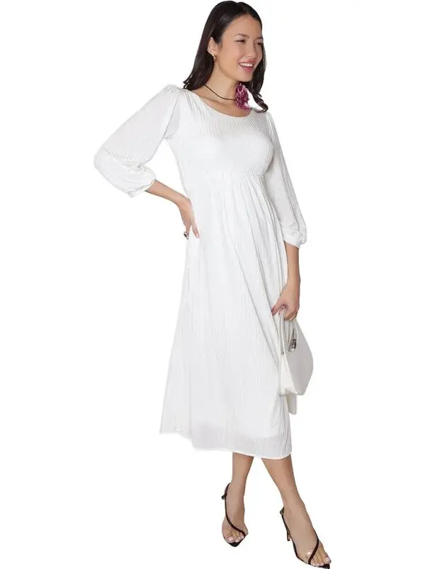 TIFFANY ROSE MATERNITY Isla Ribbed Jersey Midi Dress - Ivory