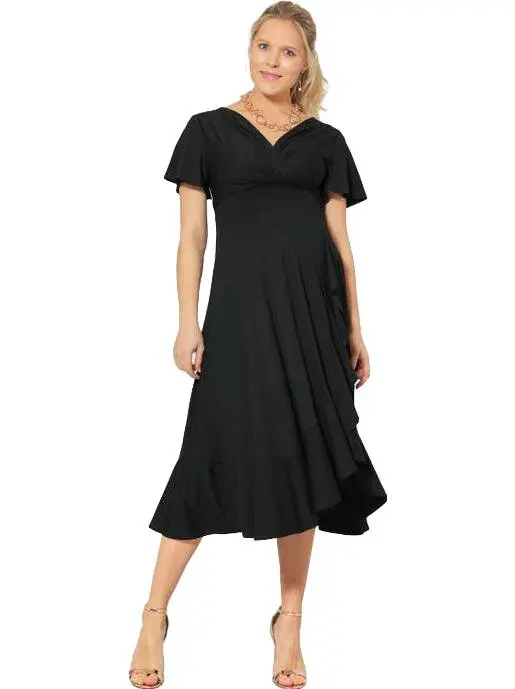 TIFFANY ROSE MATERNITY Waterfall Midi Maternity Dress - Black