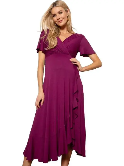 TIFFANY ROSE MATERNITY Waterfall Maternity Dress - Plum Wine