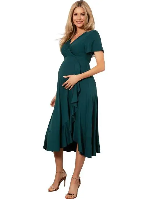 TIFFANY ROSE MATERNITY Waterfall Midi Maternity Dress - Deep Green