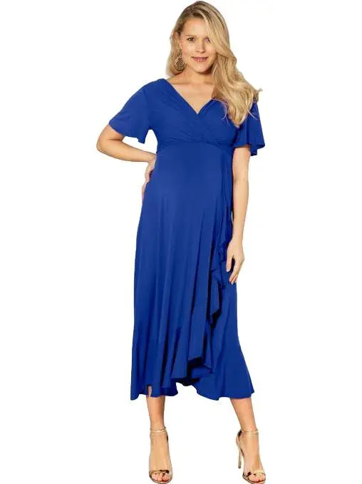 TIFFANY ROSE MATERNITY Waterfall Midi Maternity Dress - Cobalt Blue