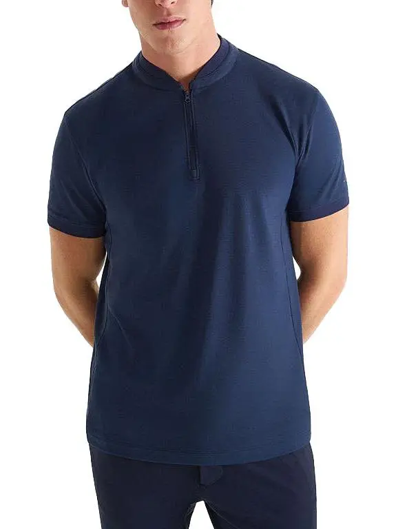URBAN PERFORMANCE Pima Cotton Tech Piquet High Neck Polo - Navy